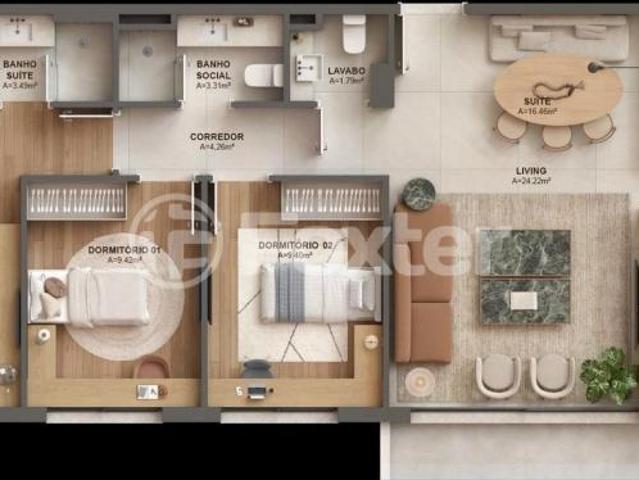 Apartamento, 3 dormitórios, 95 m², em Menino Deus