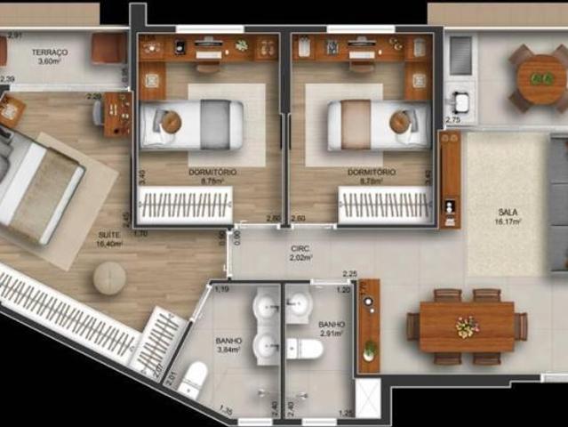 Apartamento 3 Quartos, 1 Suite, 2 Vagas