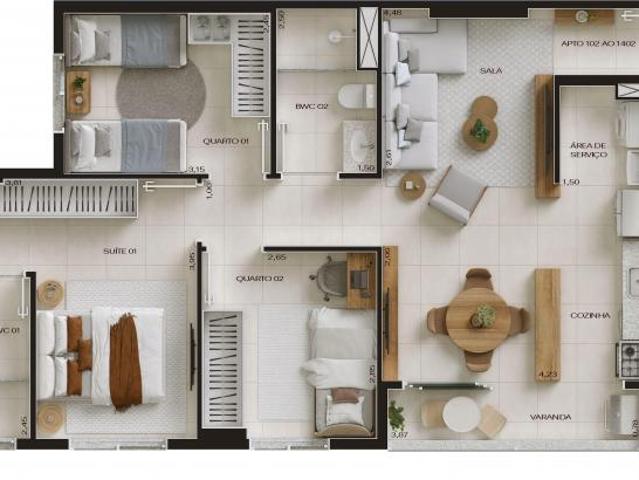 APARTAMENTO 3 QUARTOS