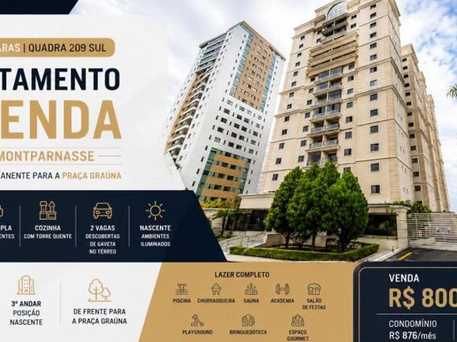 Apartamento 3 Quartos à Venda no Solar Montparnasse | Quadra 209 Sul | Águas Claras | 94 m² | R$ 800