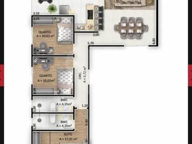 Apartamento 3 quartos e 2 vagas no Água Verde