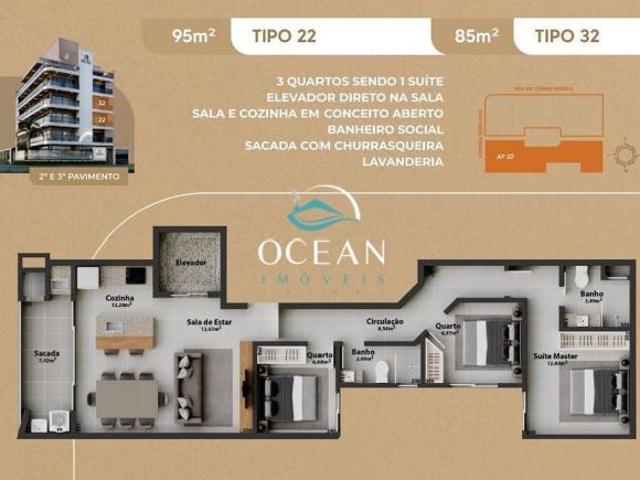 Apartamento 3 quartos sendo 1 suíte frente mar