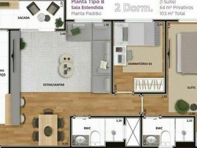 Apartamento 3d Vaga Coberta+ Suíte + Sacada Gourmet