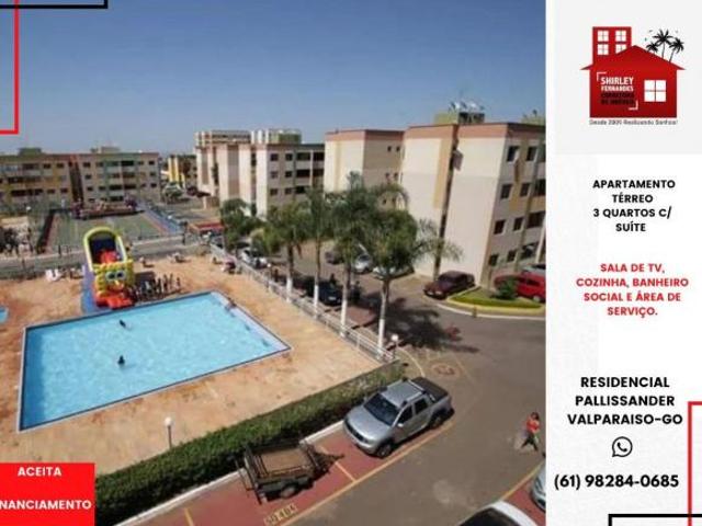 Apartamento térreo 3 Qts c/suíte Resid. Pallissander Valparaiso GO