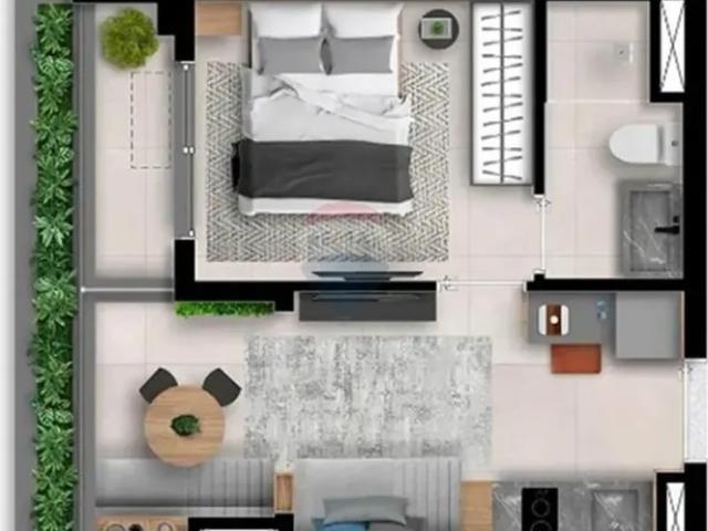 Apartamento tipo com 1 quarto, sendo 1 suíte, 40m²