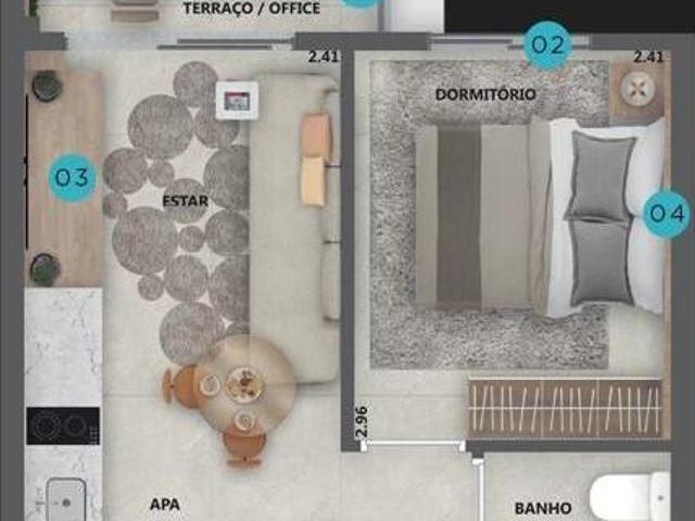 Apartamento tipo para venda com 1 quarto, 28m²