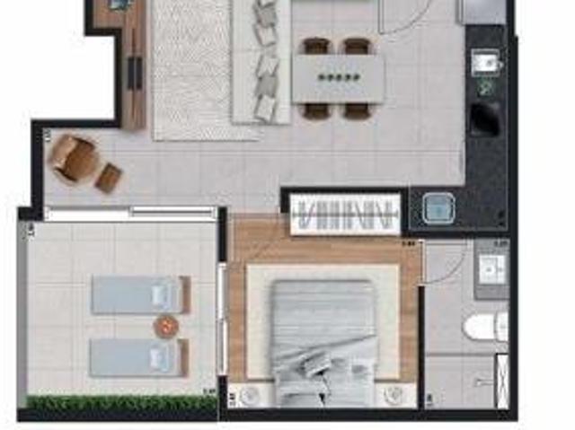 Apartamento tipo para venda com 1 quarto, 37m²