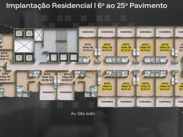 Apartamento tipo studio com 1 dormitório à venda, 31 m² por R$ 350.000 Jardim Esplanada São José