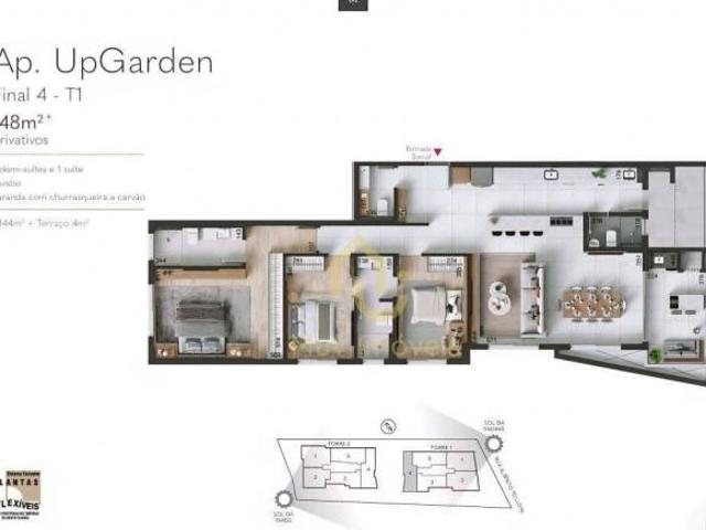 Apartamento UP Garden com 3 dormitórios à venda, 148 m² por R$ 2.297.160 Ahú Curitiba/PR
