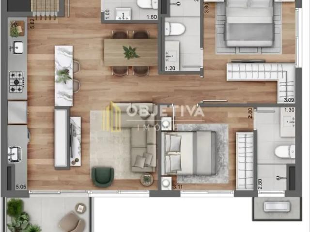 Apartamento à venda 2 Quartos 2 Suites 1 Vaga 76.39M² Petrópolis Porto Alegre RS | Ares Soledade
