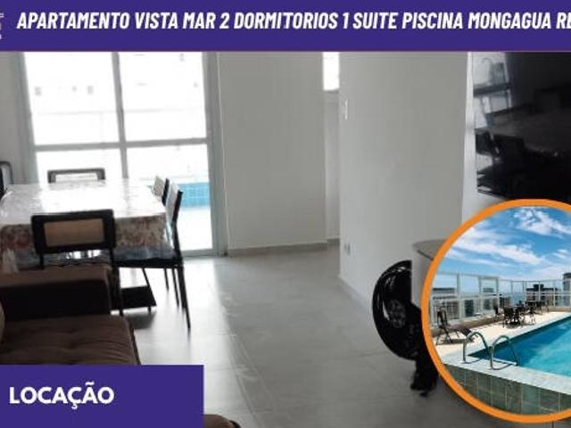 APARTAMENTO VISTA MAR 2 DORMITORIOS 1 SUITE PISCINA LOCACAO MONGAGUA