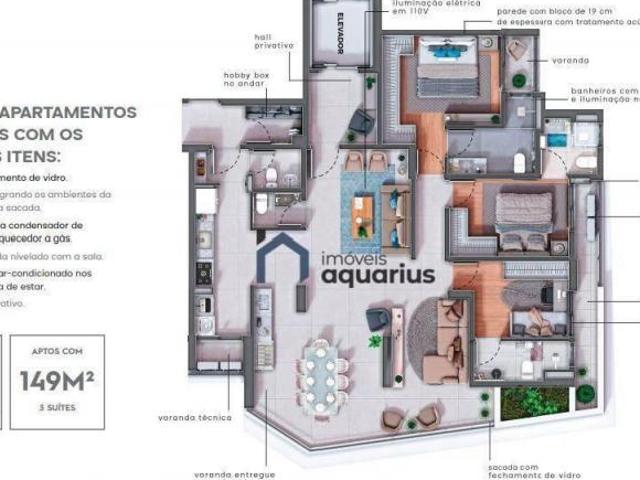 Apartamento à venda Montante Living Desing Jardim Aquarius São José dos Campos/SP