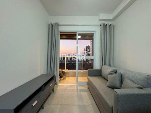 Apartamento à venda no Macuco, Santos SP — 1 dormitório, varanda e 1 vaga