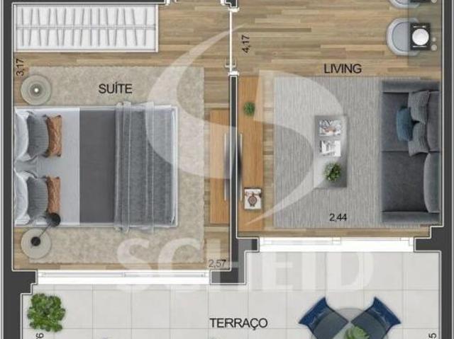 Apartamento à venda no Brooklin, com ampla varanda e uma vaga de garagem