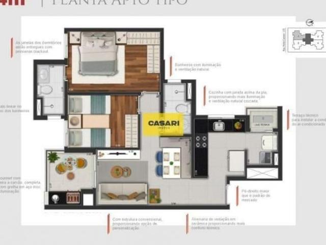 Apartamento à venda no Campestre em Santo André 2 dormitórios 1 suíte e 1 vaga de garagem