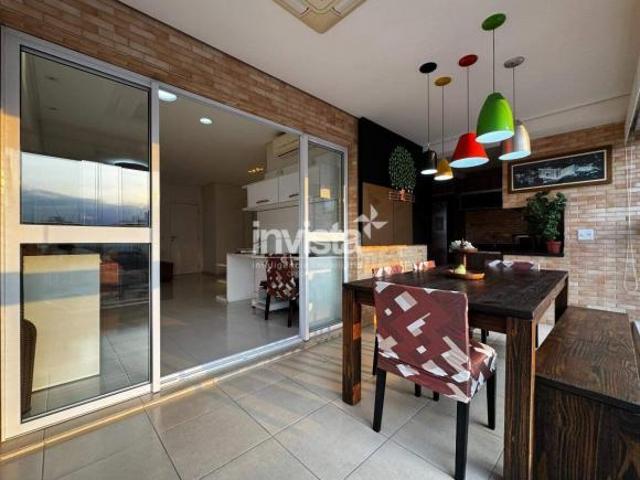 Apartamento à venda no Gonzaga Santos/SP | Fundo | 2 suítes | Varanda Gourmet | 1 vaga