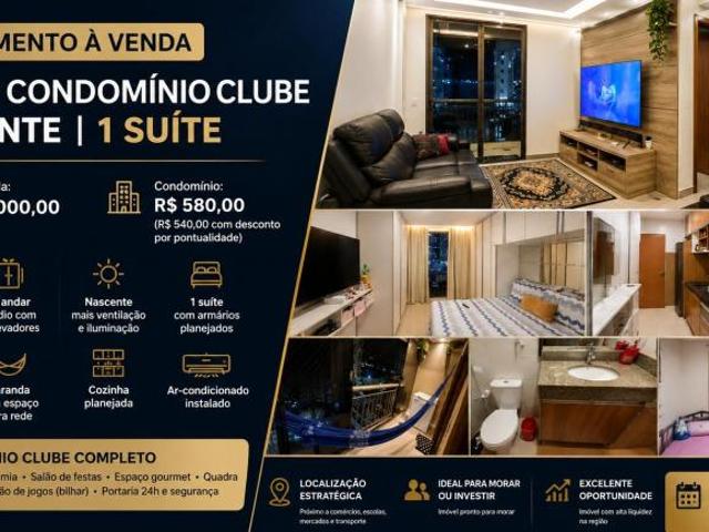 Apartamento à Venda no Via Solare Samambaia Sul | 65m² | 2 Quartos | 1 Suíte | Condomínio Clube
