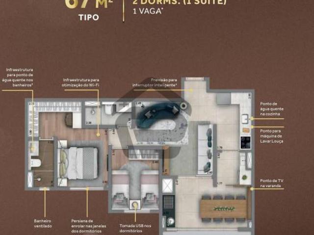 Apartamento à Venda com 2 Dormitórios na Nova Klabin
