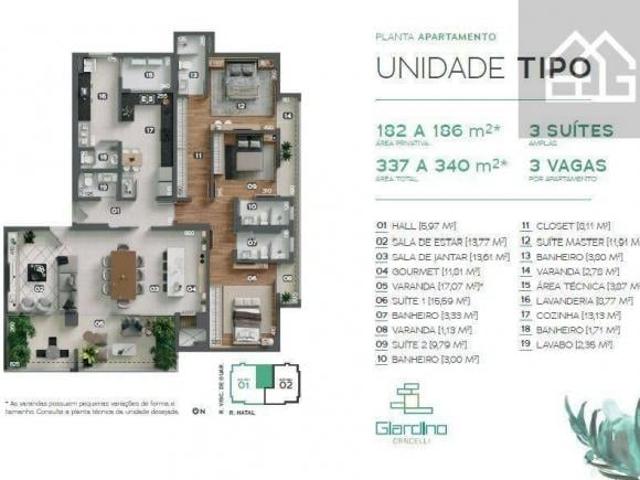 Apartamento à venda, Edifício Giardino Cancelli Cancelli Cascavel/PR