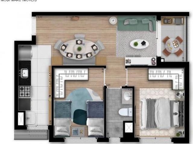 Apartamento à venda em Mogi das Cruzes SP, Vila Mogilar: 2 quartos, 2 salas, 1 banheiro, 1 vaga de g