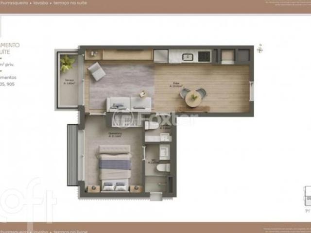Apartamento à venda em Moinhos de Vento com 54 m², 1 quarto, 1 suíte, 1 vaga