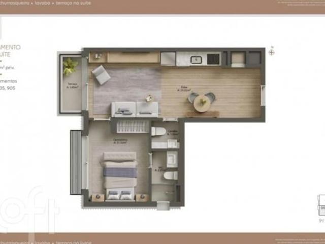 Apartamento à venda em Moinhos de Vento com 54 m², 1 quarto, 1 suíte, 1 vaga