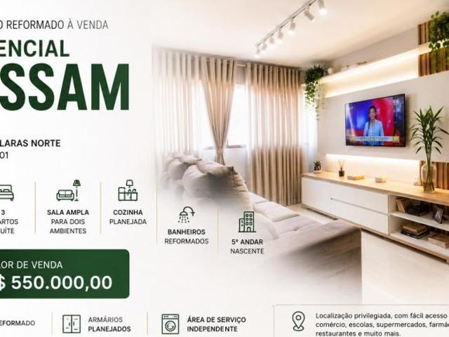 Apartamento à Venda em Águas Claras Norte | 74m² | 3 Quartos | Reformado | Residencial Bassam