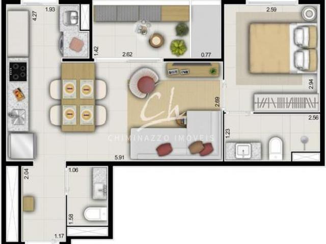 Apartamento à venda em Campinas, Nova Campinas, com 1 suíte, com 46 m²
