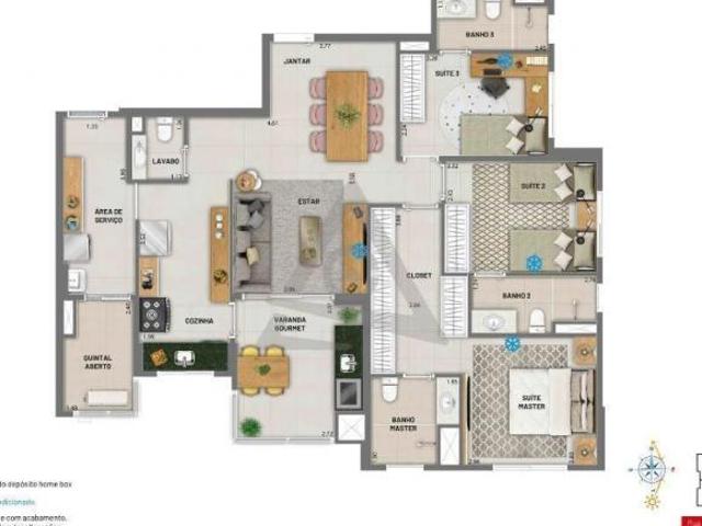 Apartamento à venda em Campinas, Nova Campinas, com 3 suítes, com 105 m², Meraki