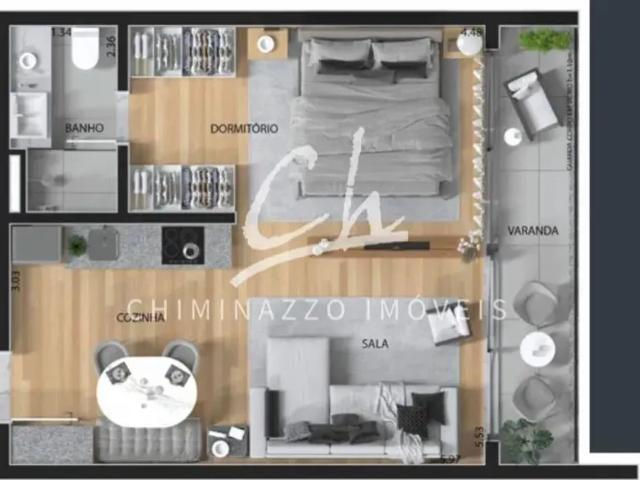 Apartamento à venda em Campinas, Cambuí, com 1 quarto, com 50.36 m²
