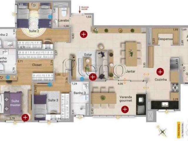 Apartamento à venda em Campinas, Parque Prado, com 3 suítes, com 124 m², Reserva Prado
