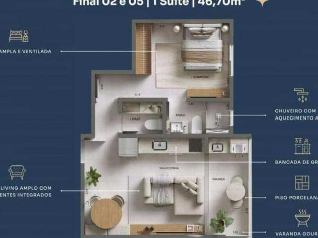 Apartamento à venda em Caraguatatuba, Vila Balneário Santa Martha, com 1 quarto, 46,70m²