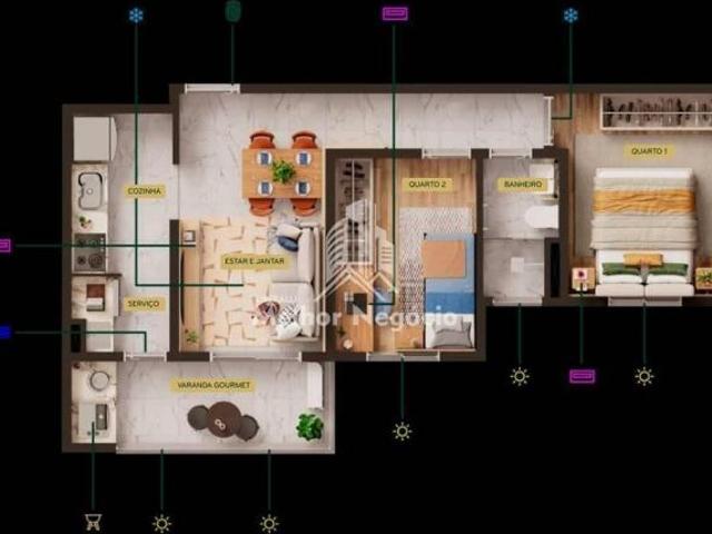 Apartamento à venda em Hortolândia, Reserva do Parque, com 2 quartos, com 51 m²