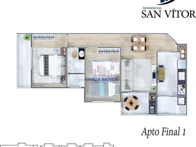 Apartamento à venda em São Vicente Itararé 2 quartos 1 vaga lazer