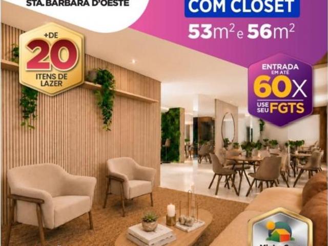 Apartamento à venda em Santa Bárbara D&apos oeste SP, Vila Grego: 2 quartos, 2 salas, 1 banheiro, 1 vaga