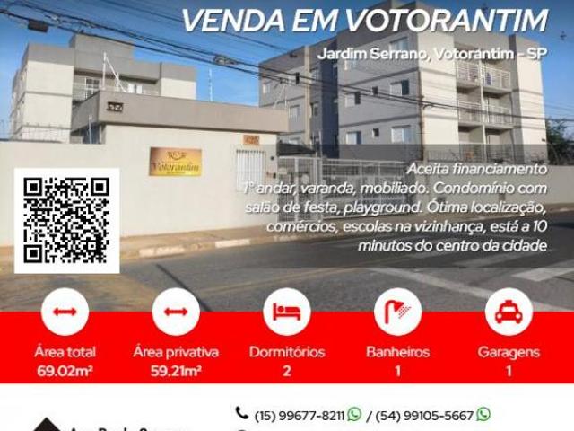 Apartamento á venda em Votorantim, mobiliado, Jardim Serrano