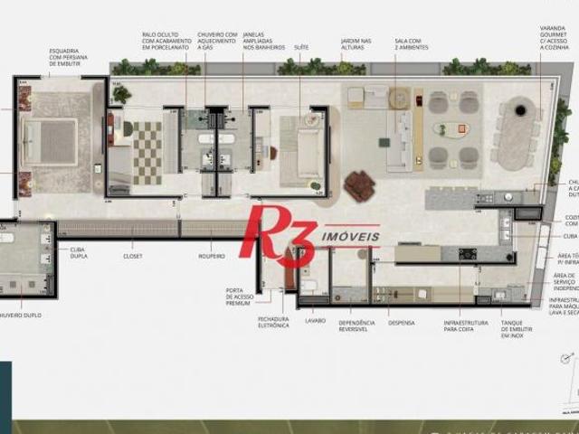Apartamento à venda, 175 m² por R$ 3.158.546,02 Ponta da Praia Santos/SP