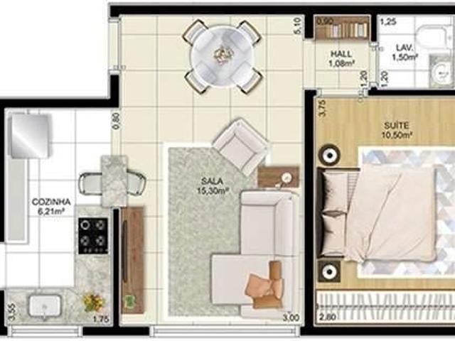 Apartamento à venda, 1 quarto no bairro Aparecida em Santos