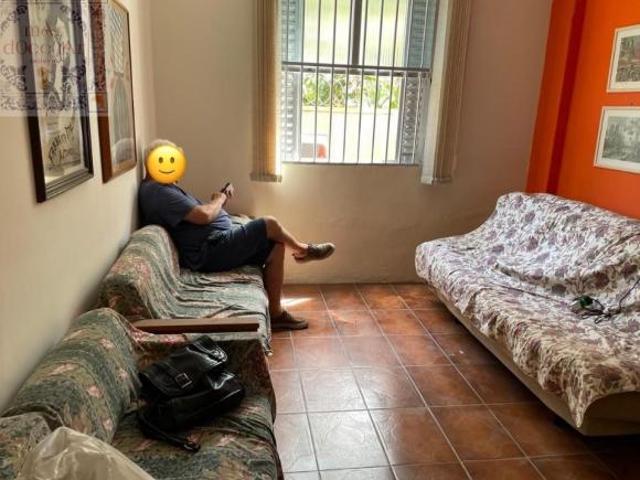 Apartamento à venda 2 quadras praia Gonzaguinha de São Vicente SP: térreo, 1 quarto, 2 salas, 1 banh