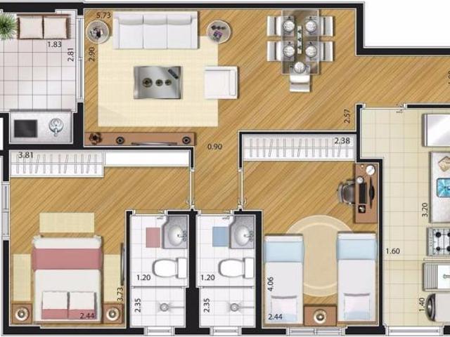 Apartamento à venda, 2 quartos, 1 suíte, 1 vaga, Santa Paula São Caetano do Sul/SP