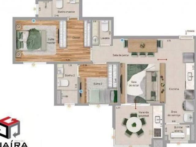 Apartamento à venda 2 quartos 2 suítes 1 vaga Guiomar Santo André SP