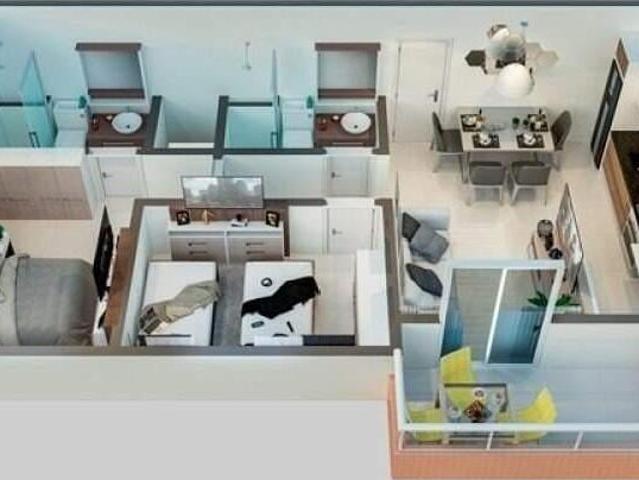 Apartamento à venda, 2 quartos no bairro Boqueirão em Praia Grande