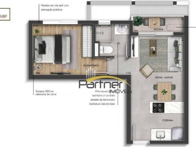 Apartamento à venda, 34 m² por R$ 571.053,00 Centro Cívico Curitiba/PR