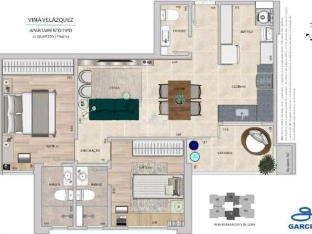 Apartamento à venda: 3 quartos, 1 suíte, 1 sala, 3 banheiros, 2 vagas de garagem, 85,15 m² no Gutier