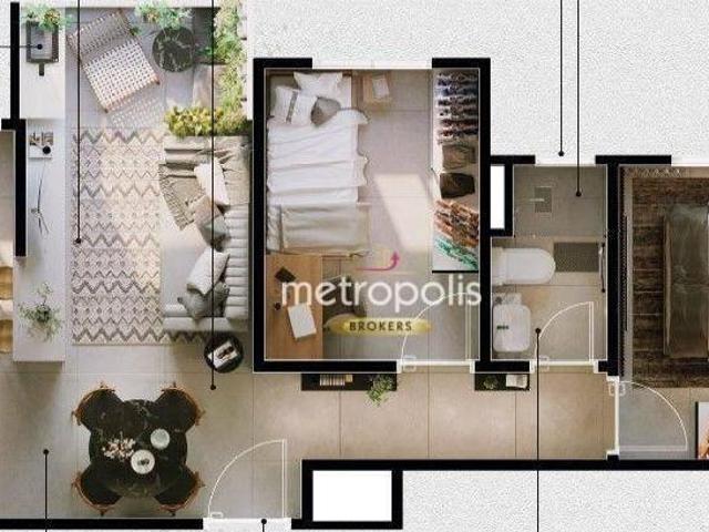 Apartamento com 2 dormitórios à venda, 42 m² por R$ 337.832,00 Vila Aquilino Santo André/SP