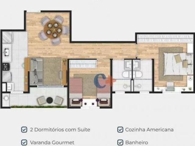 Apartamento com 2 dormitórios à venda, 60 m² por R$ 490.000,00 Città di Arezzo Paulínia/SP