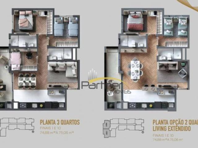 Apartamento com 3 dormitórios à venda, 75 m² por R$ 1.071.304,00 Juvevê Curitiba/PR