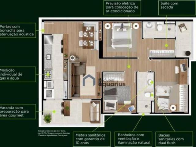 Apartamento com 3 dormitórios à venda, 79 m² por R$ 690.150,00 Parque Industrial São José dos Ca