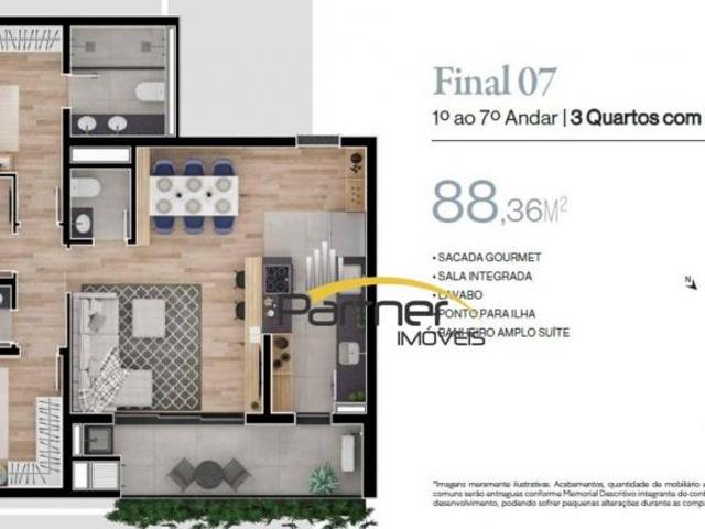 Apartamento à venda, 88 m² por R$ 625.900,00 Bacacheri Curitiba/PR