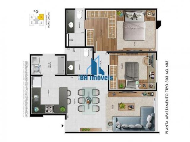 Apartamento Alto Padrão de 2 quartos com suíte e lazer no bairro Castelo Belo Horizonte/MG